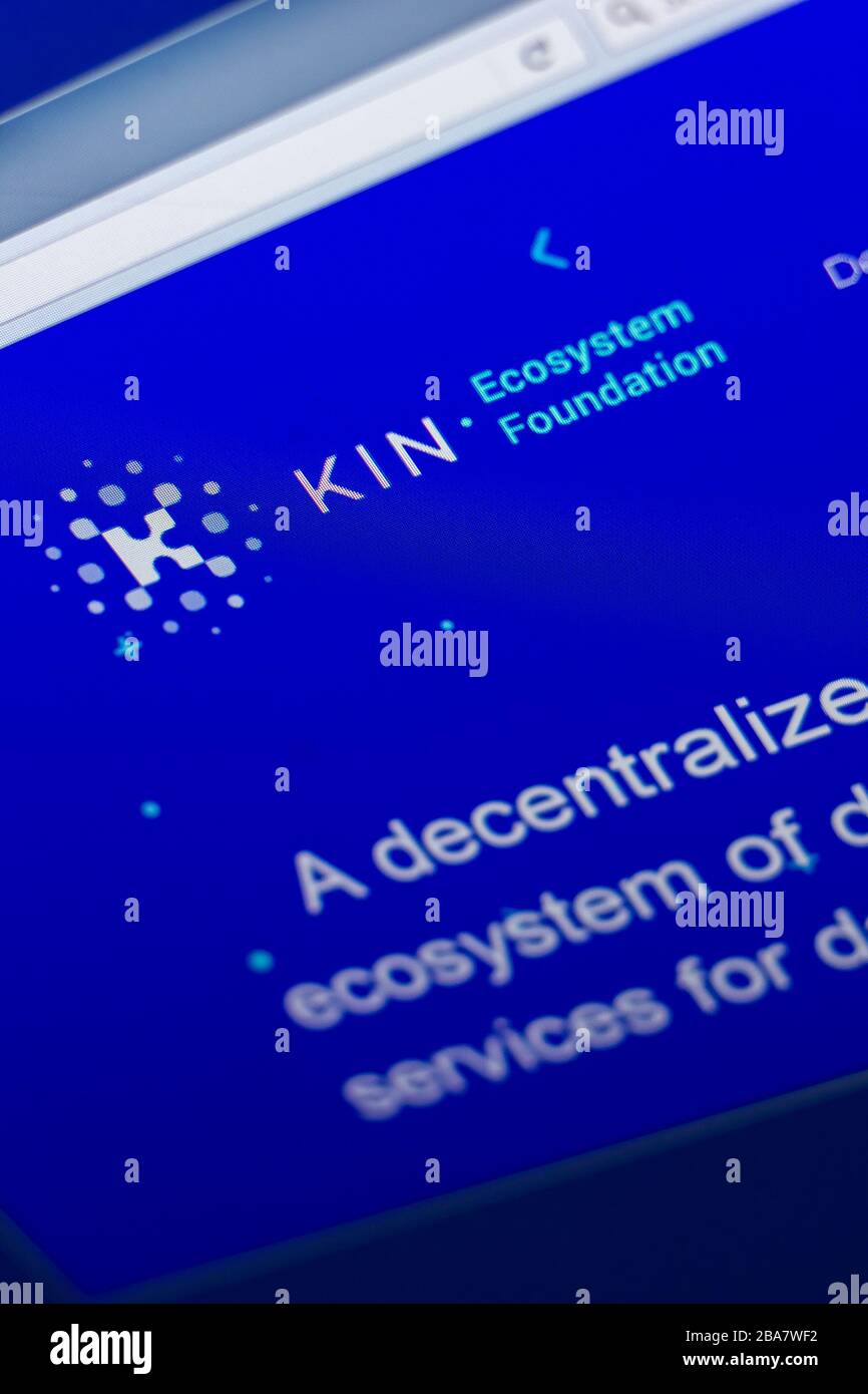 Ryazan, Russia - March 29, 2018 - Homepage of Kin crypto currency on ...