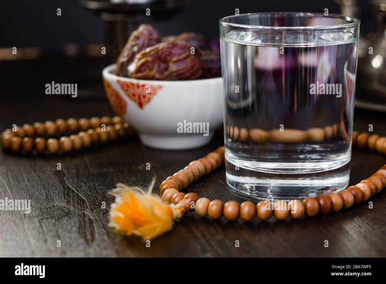 Glass of water for iftar opening on month ramadan Stock Photo - Alamy