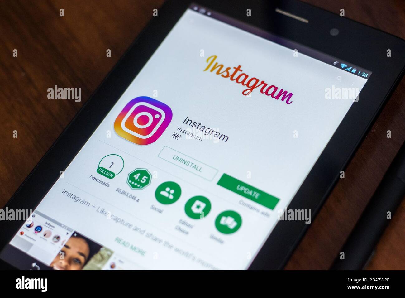 Ryazan, Russia - March 21, 2018 - Instagram mobile app on a display of ...