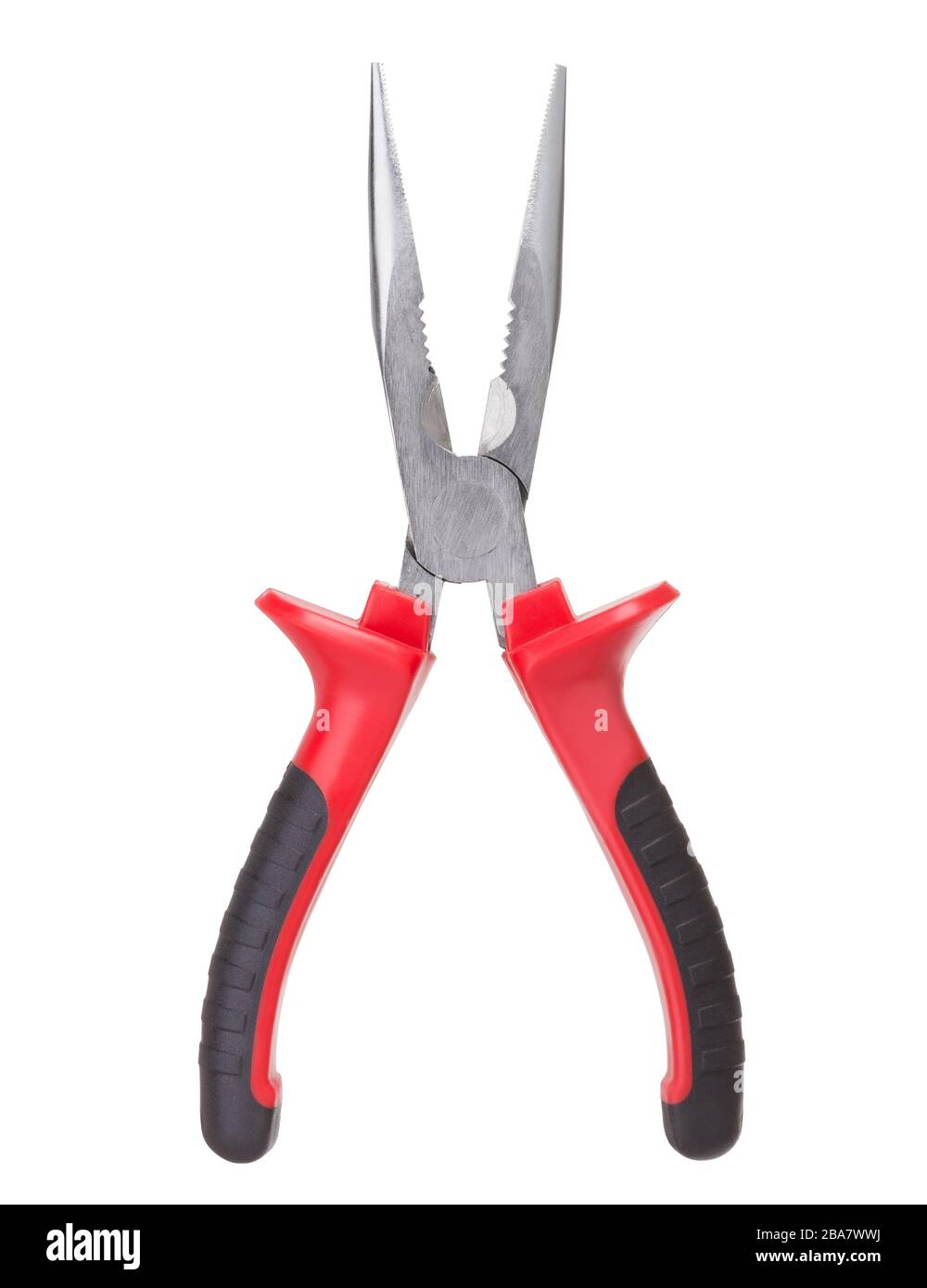 Opened pliers with red handles isolated on a white background Stock ...