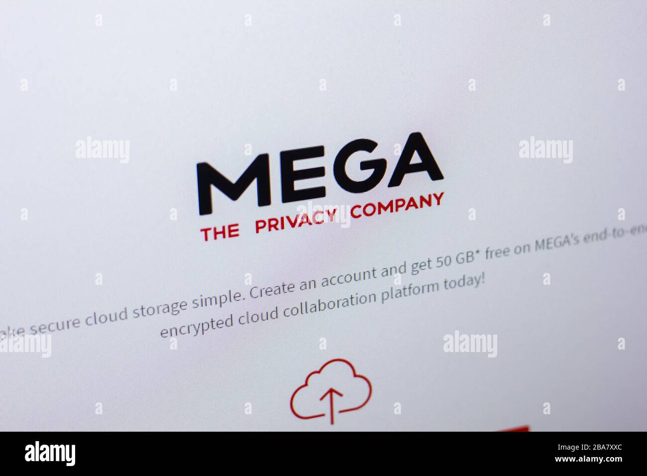 Ryazan, Russia - April 16, 2018 - Homepage of Mega.nz website on the ...