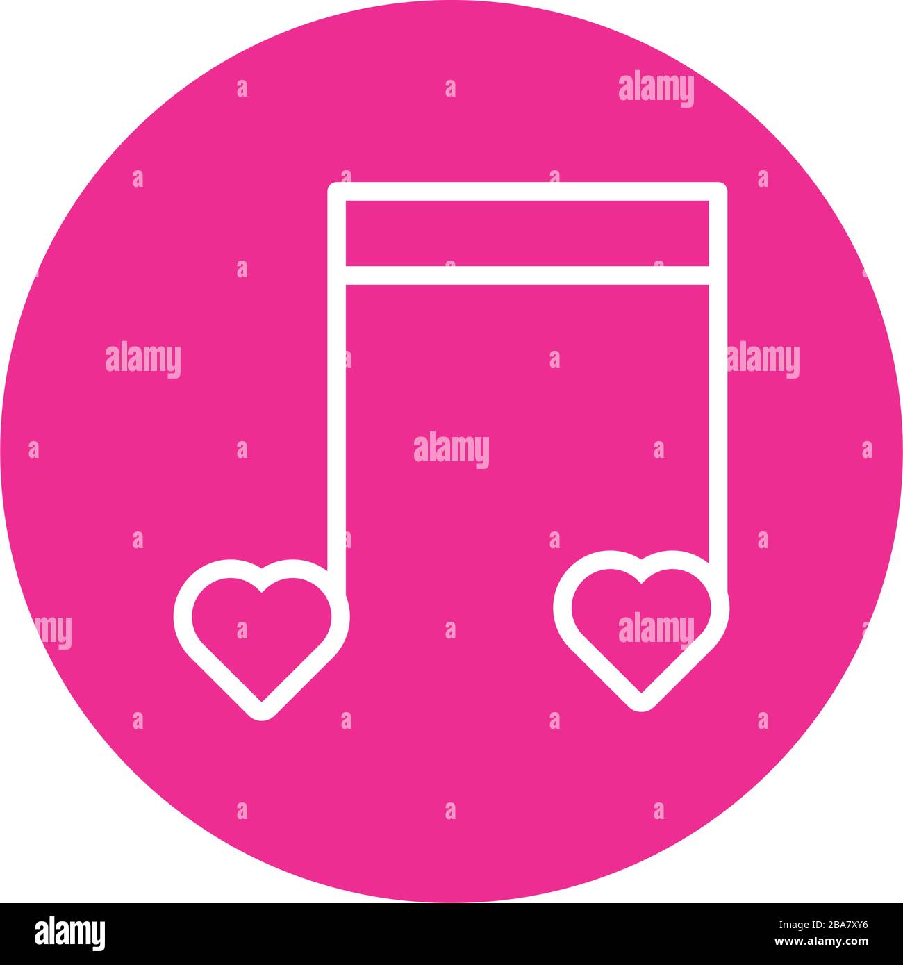 happy valentines day music notes with hearts block and line style Stock ...