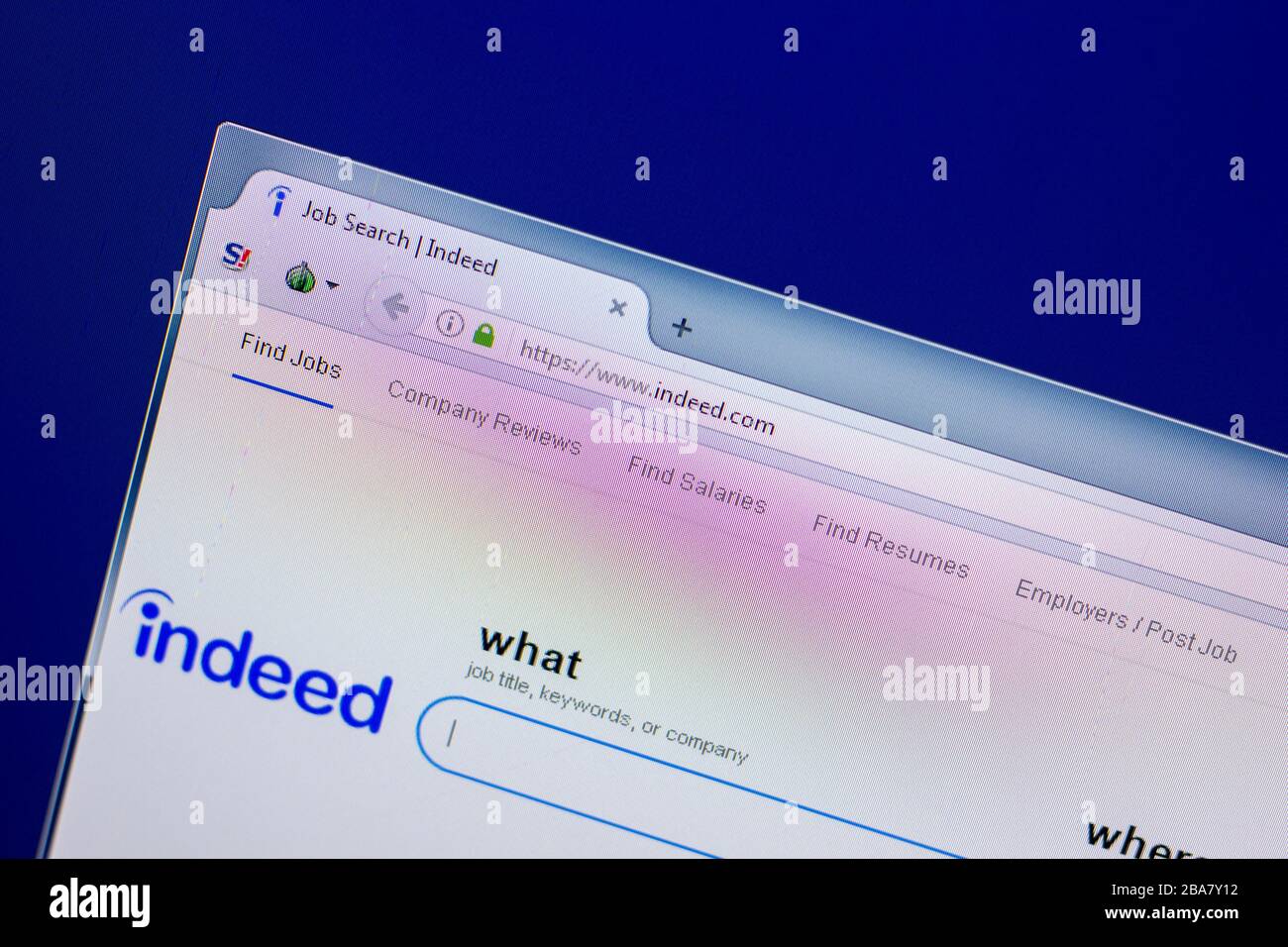 Ryazan, Russia - April 16, 2018 - Homepage of Indeed website on the ...