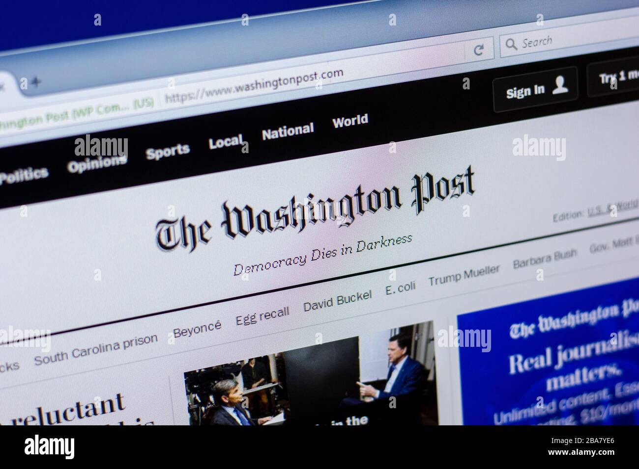 Ryazan, Russia - April 16, 2018 - Homepage of The Washington Post ...