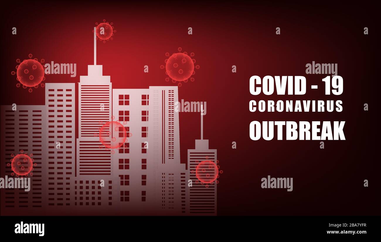 COVID-19, Coronavirus outbreak background with city in paper cut style ...