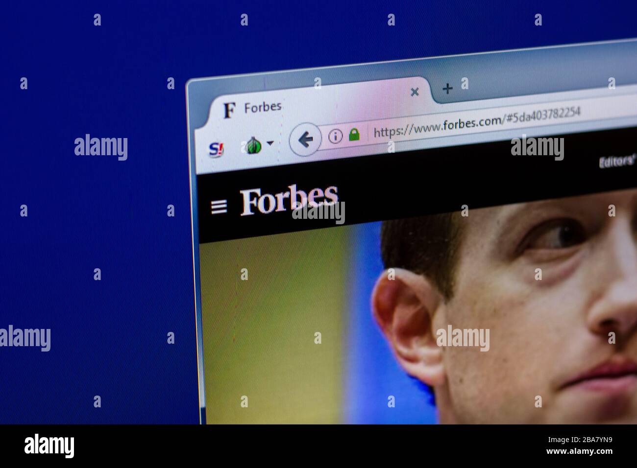 Ryazan, Russia - April 16, 2018 - Homepage of Forbes website on the ...