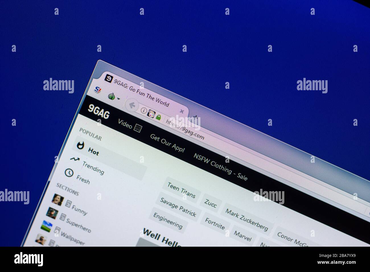 Ryazan, Russia - April 16, 2018 - Homepage of 9gag website on the ...