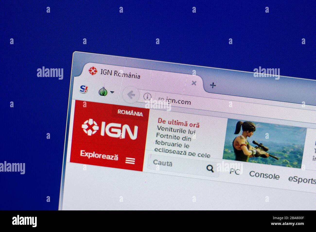 Ryazan, Russia - April 16, 2018 - Homepage of IGN website on the ...