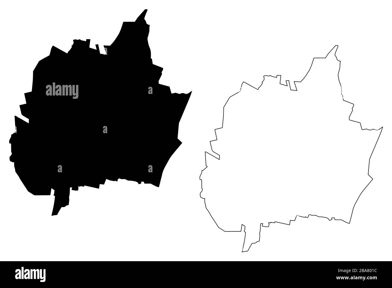 Czestochowa City (Republic of Poland, Silesian Voivodeship) map vector ...
