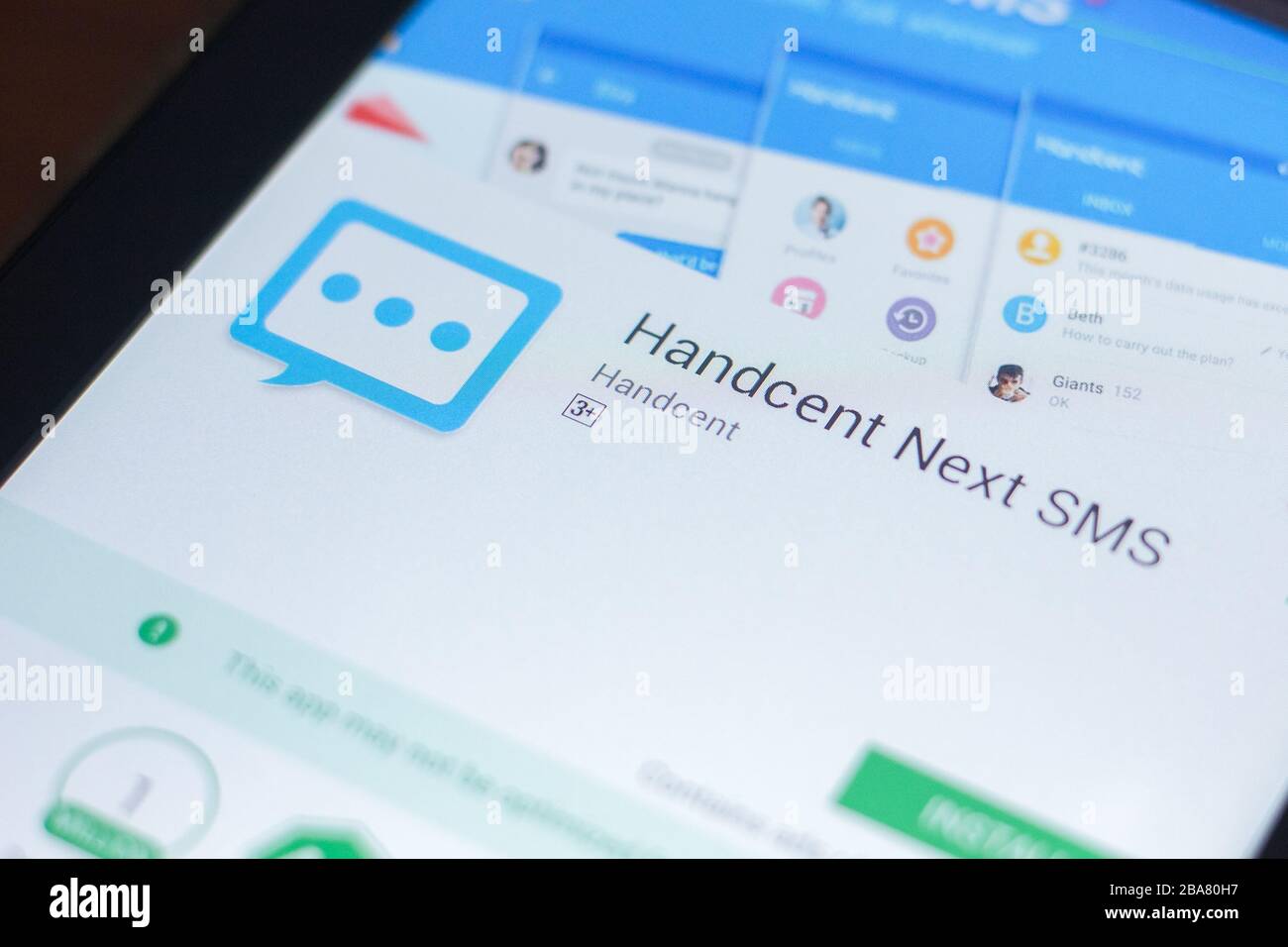 Ryazan, Russia - April 19, 2018 - Handcent Next SMS mobile app on the ...
