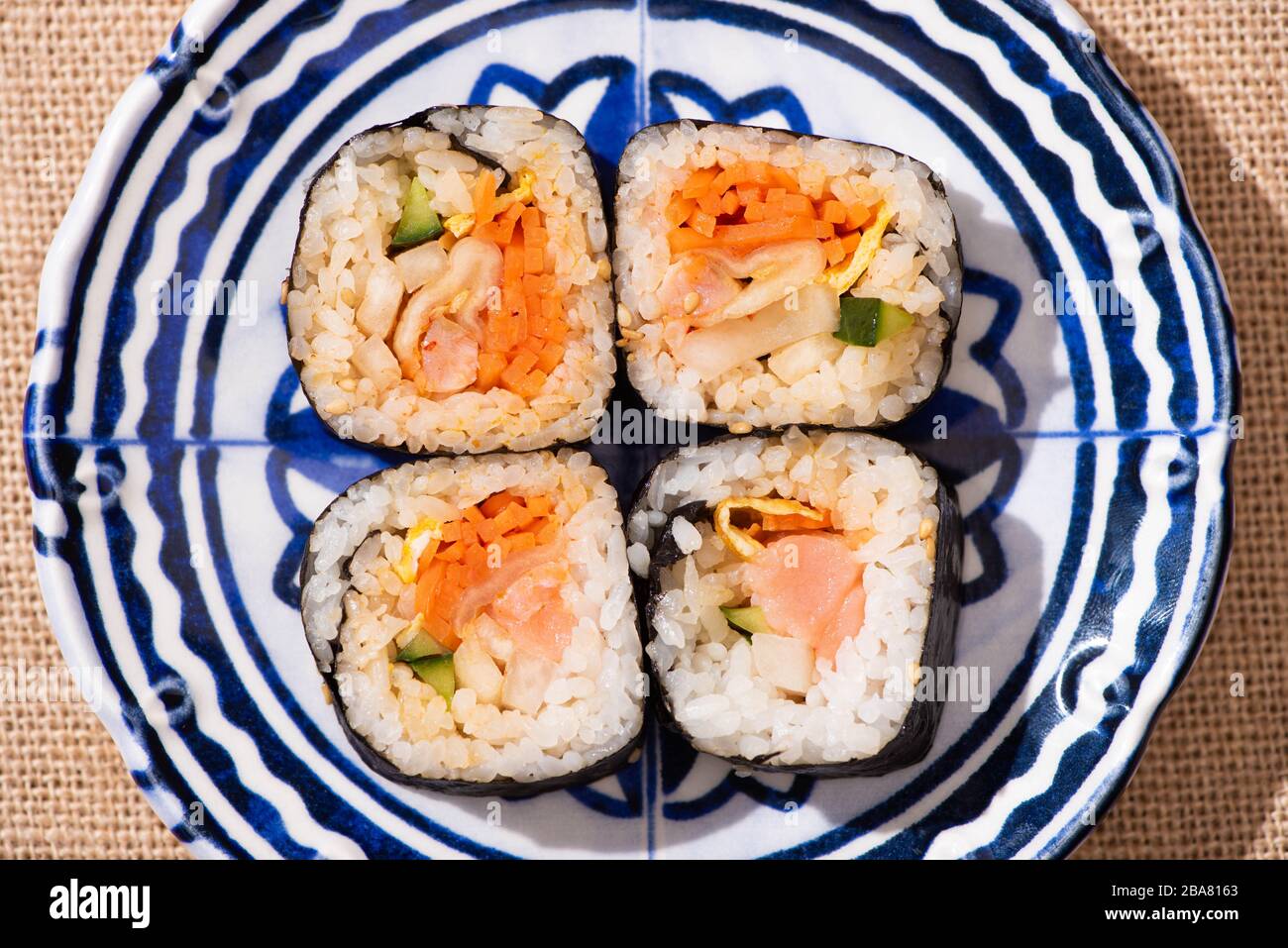 top view of plate with delicious korean gimbap Stock Photo - Alamy