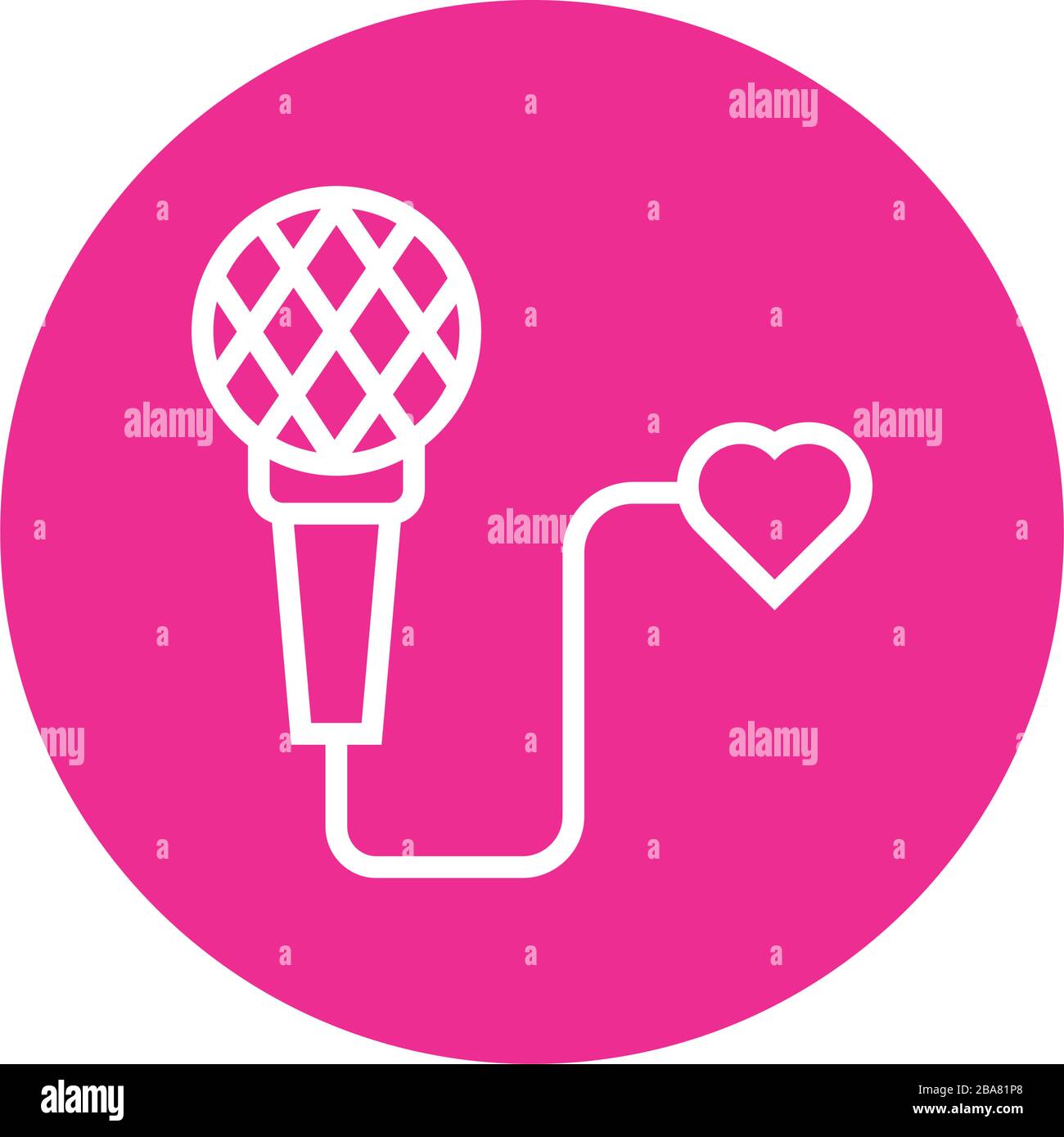happy valentines day microphone with heart block and line style Stock ...