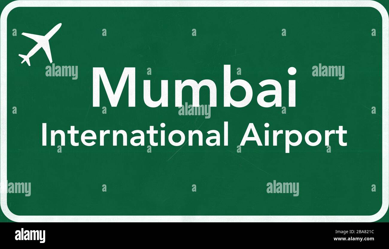 Mumbai India Airport Highway Sign 2D Illustration Stock Photo - Alamy