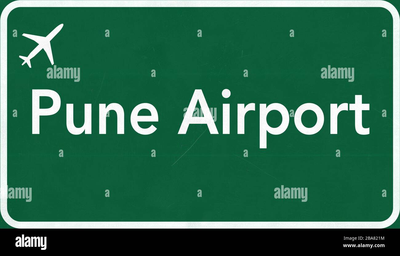 Pune India Airport Highway Sign 2D Illustration Stock Photo - Alamy