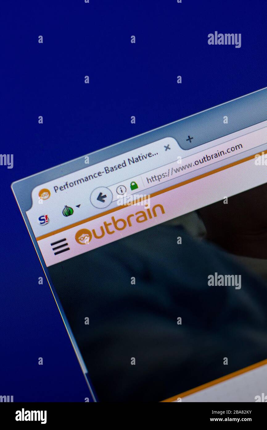 Ryazan, Russia - April 16, 2018 - Homepage of OutBrain website on the ...