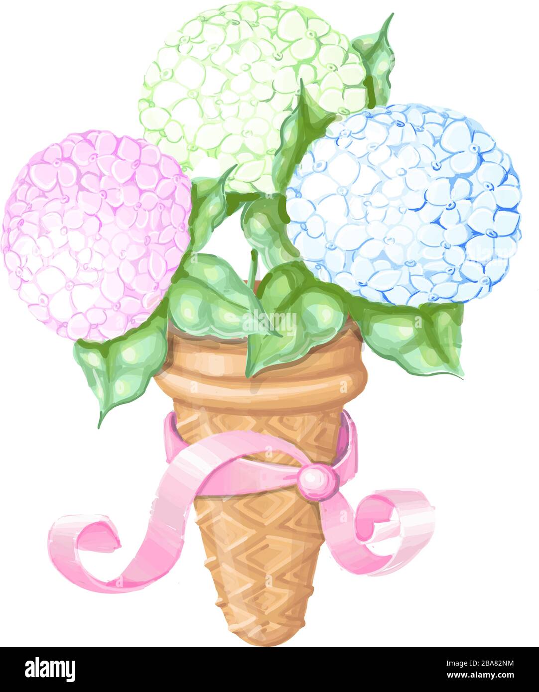 vector illustration holiday greeting card ,hydrangea flowers in ice ...