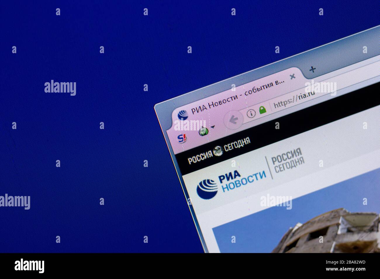 Ryazan, Russia - April 16, 2018 - Homepage of RIA news agency website ...