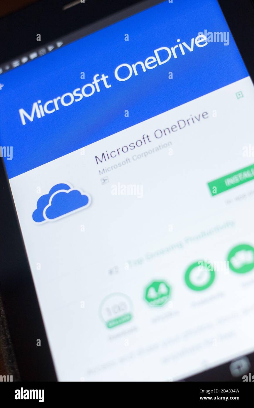 Ryazan, Russia - April 19, 2018 - Microsoft OneDrive mobile app on the ...