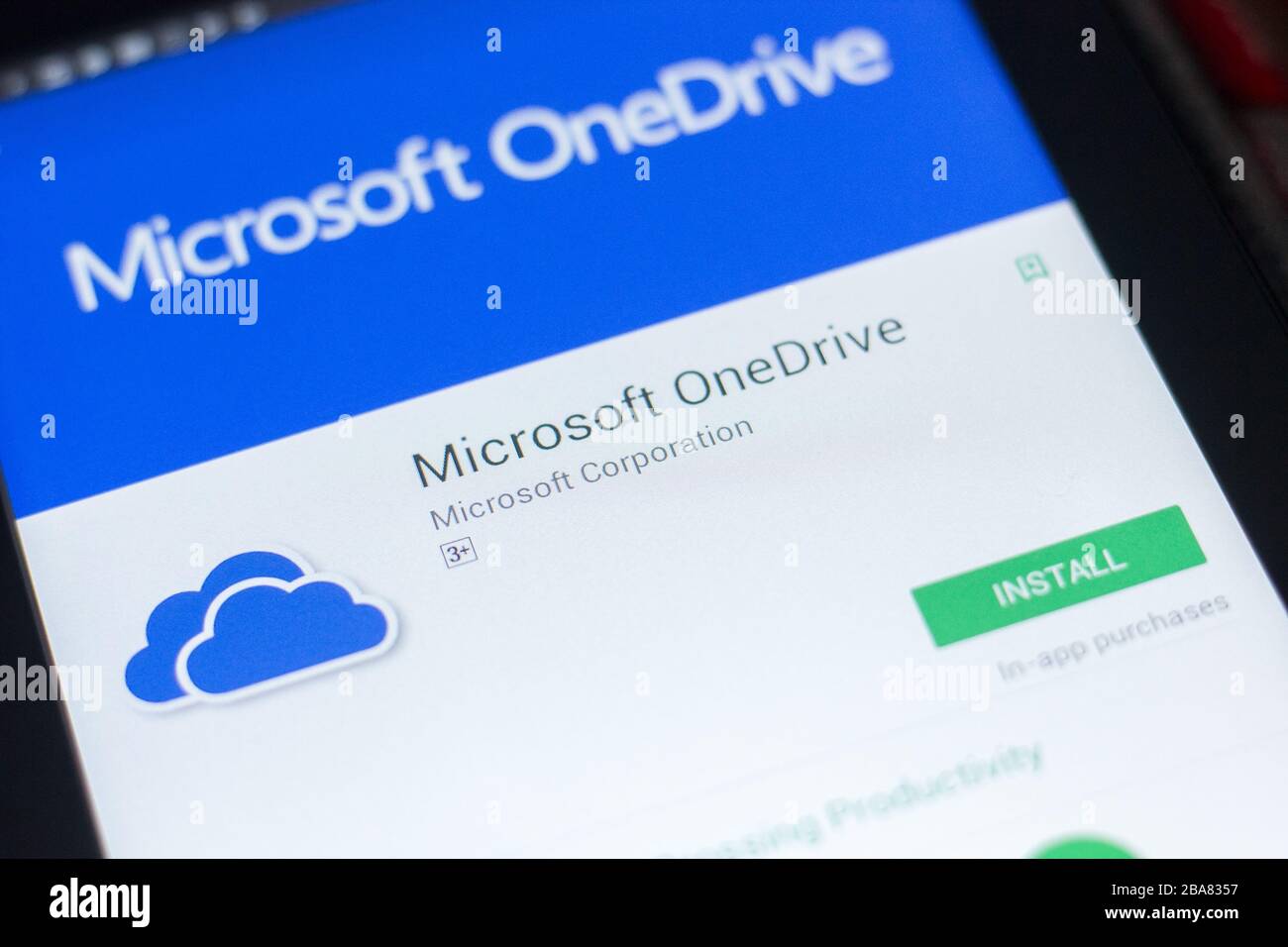 Ryazan, Russia - April 19, 2018 - Microsoft OneDrive mobile app on the ...