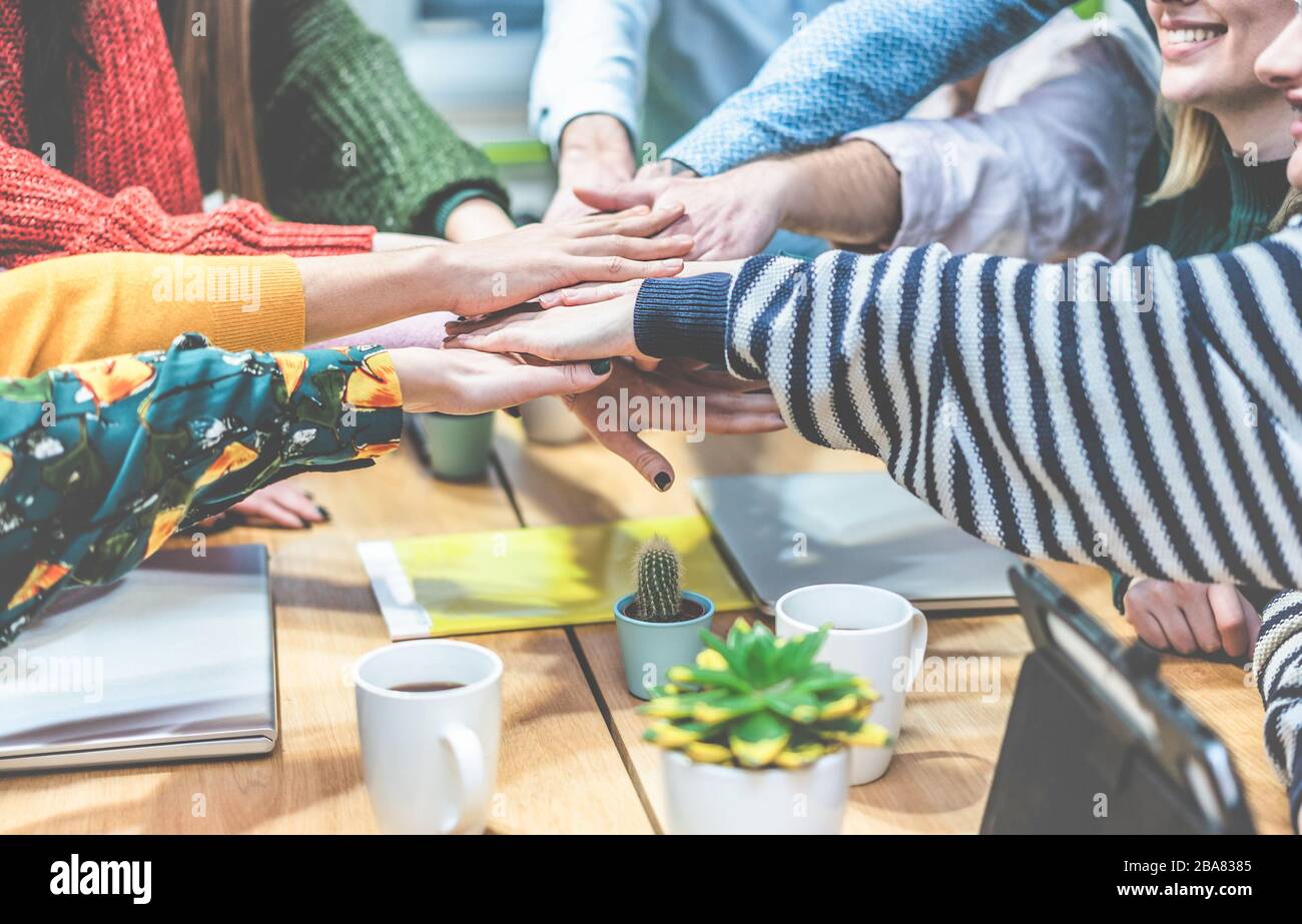 Young work team celebrating for new startup in creative office - Happy ...