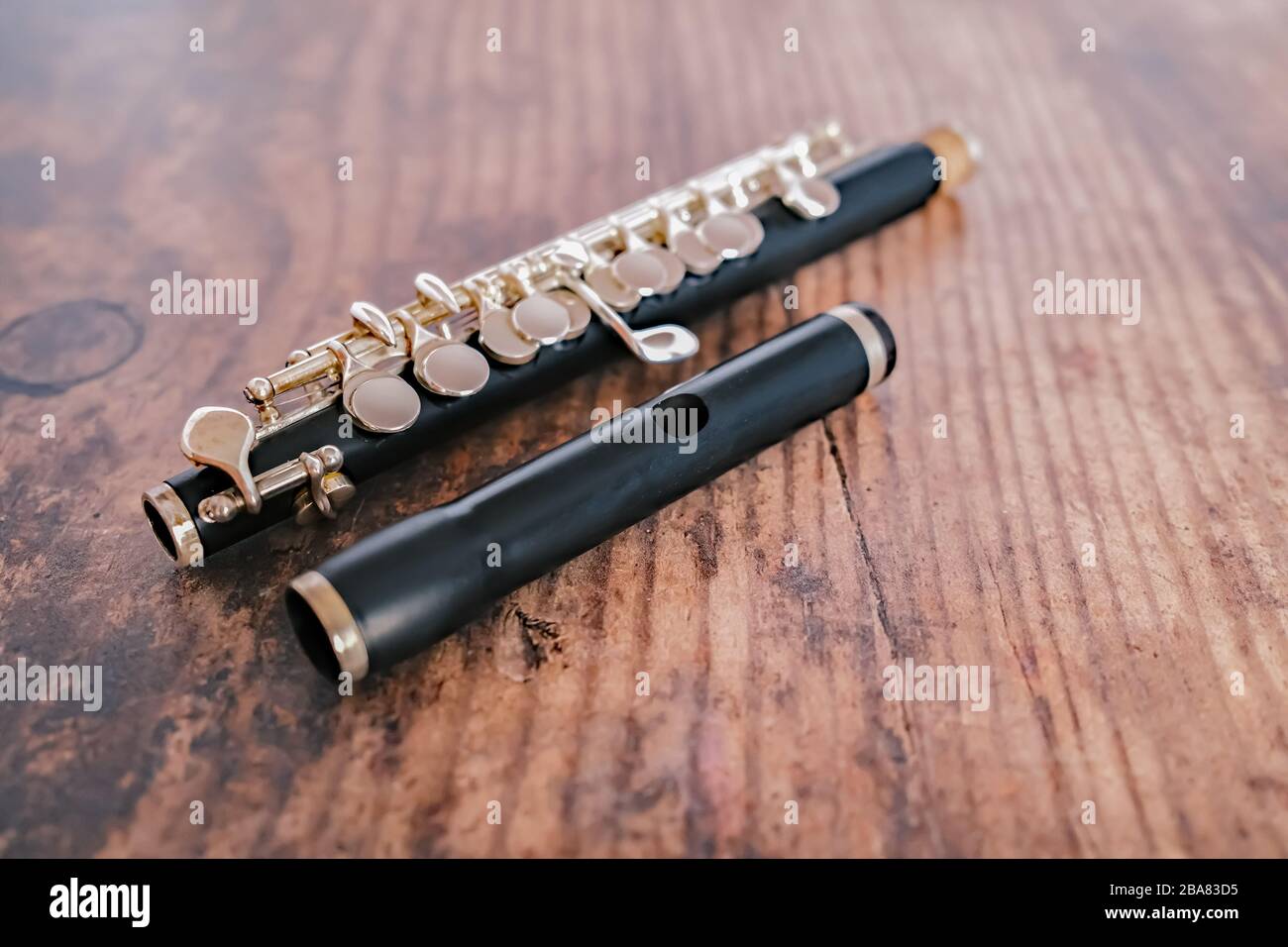 7 Close up of a classic wooden flute on a hardwood background Stock ...