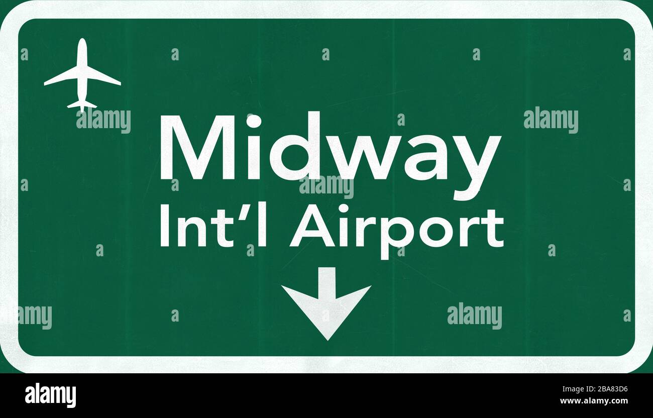 Chicago Midway USA International Airport Highway Road Sign 2D ...