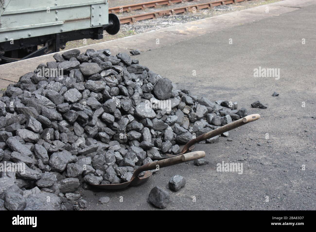 A Pile of Coal ready for Loading onto a Steam Train Stock Photo - Alamy