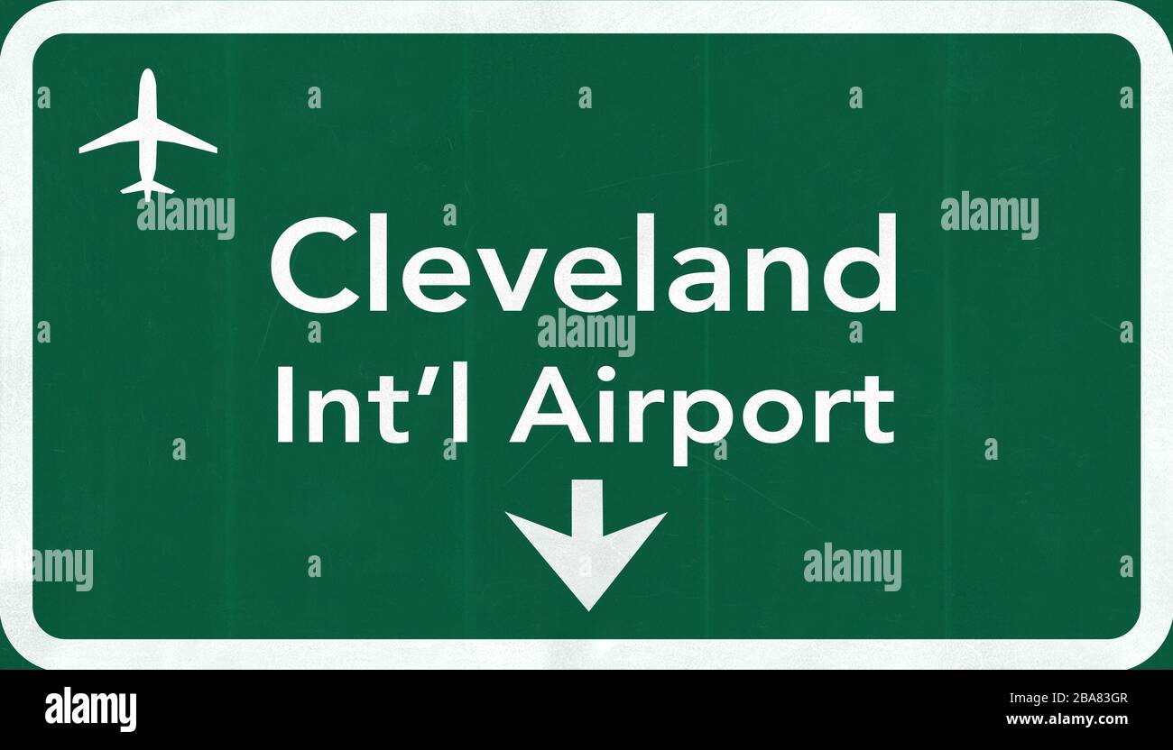 Cleveland Hopkins USA International Airport Highway Road Sign 2D ...