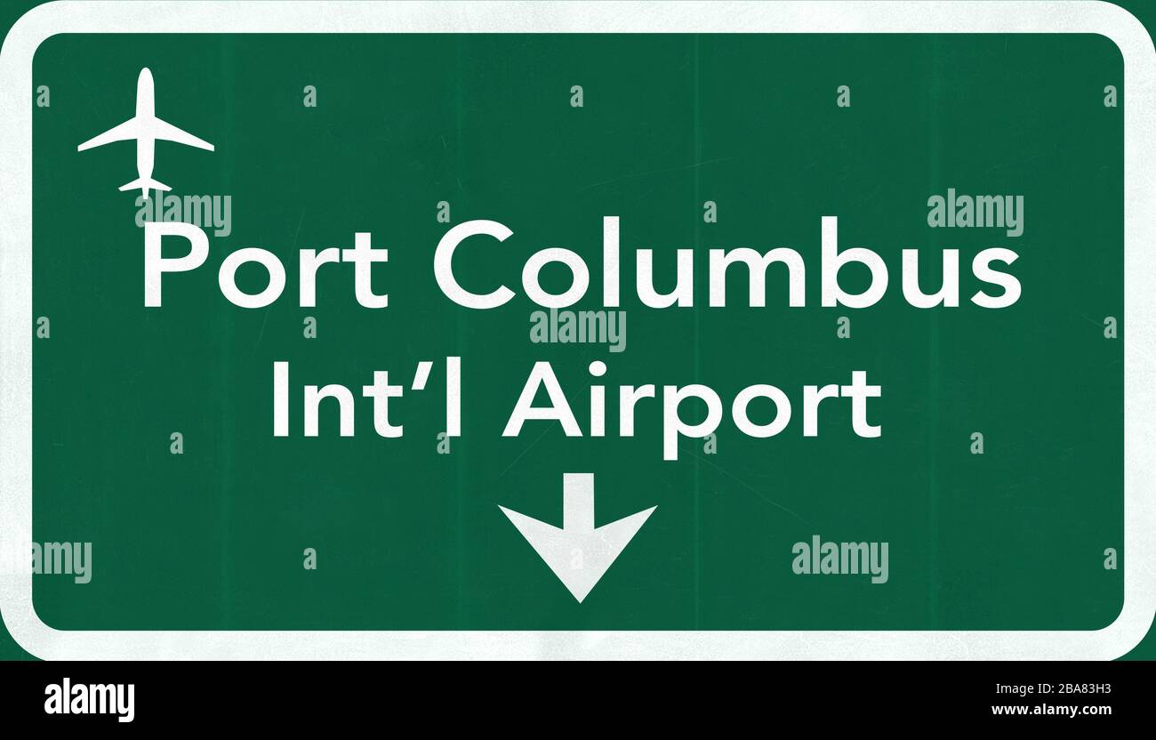 Port Columbus USA International Airport Highway Road Sign 2D ...