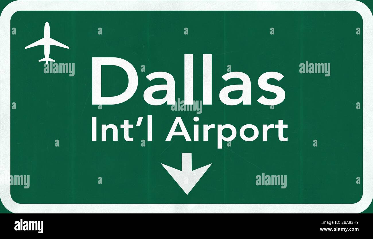 Dallas Forth Worth USA International Airport Highway Road Sign 2D ...
