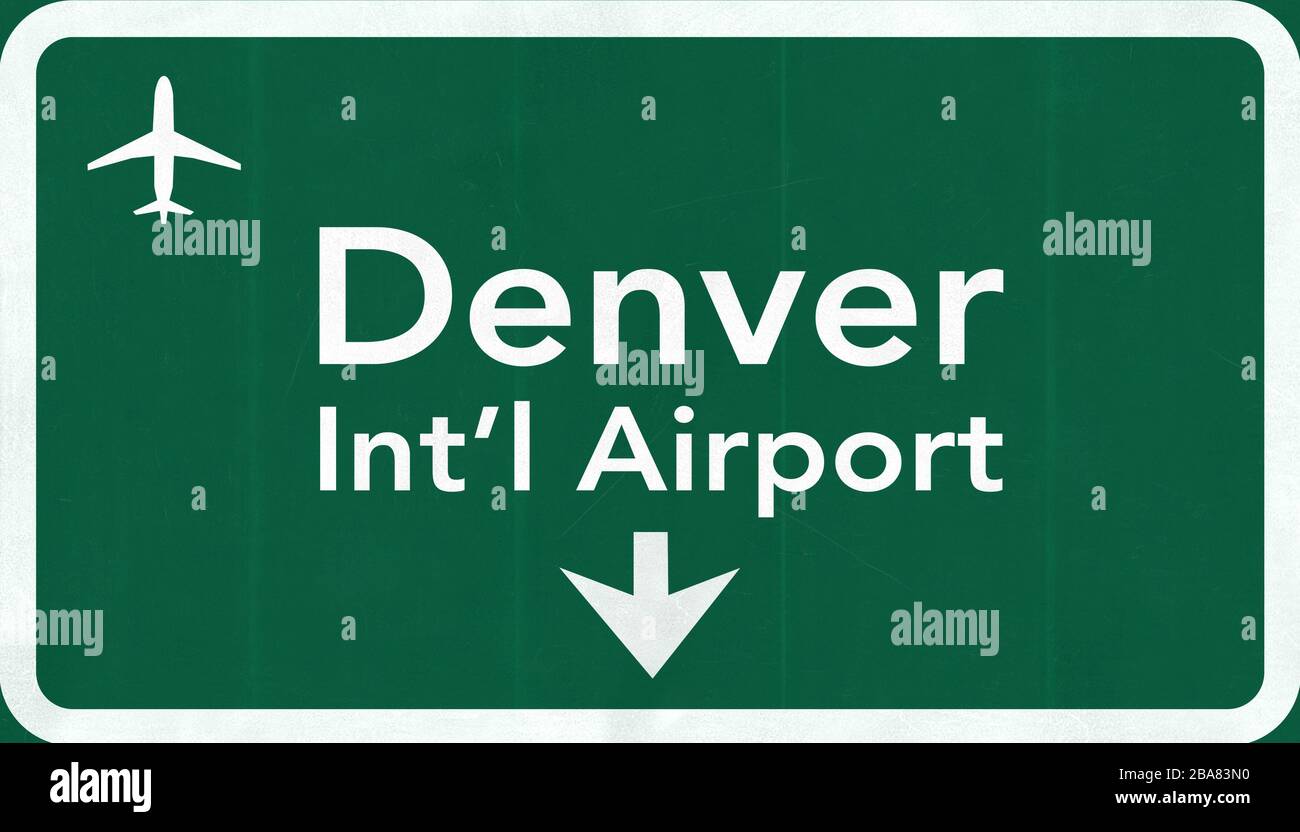 Denver USA International Airport Highway Road Sign 2D Illustration ...