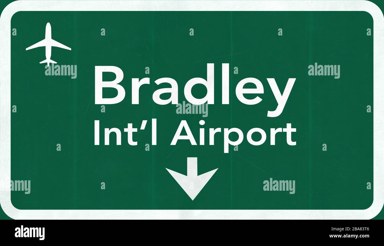 Hartford Bradley USA International Airport Highway Road Sign 2D ...