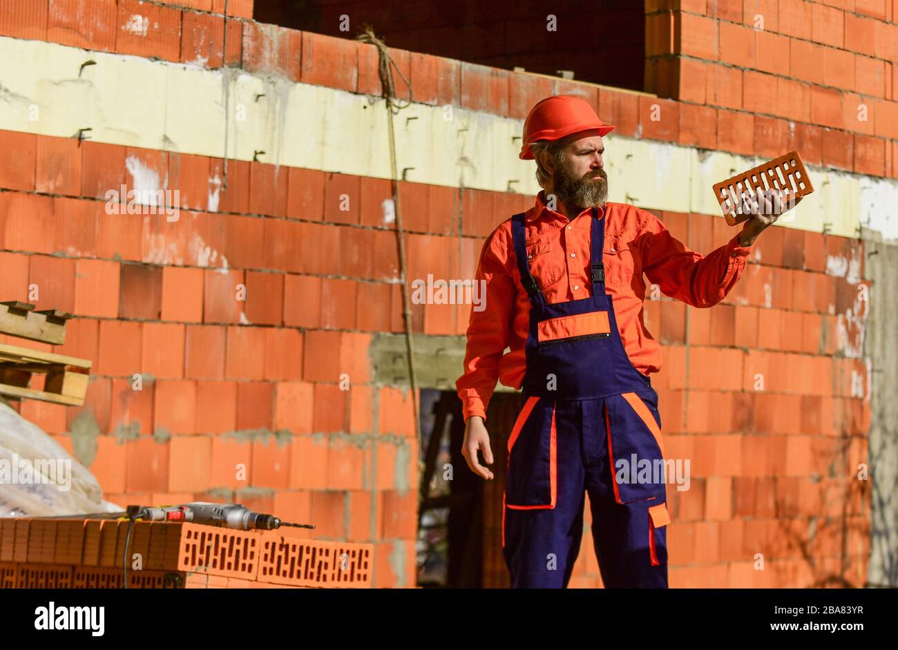 Brick building material used to make walls. Lightweight brick made from ...