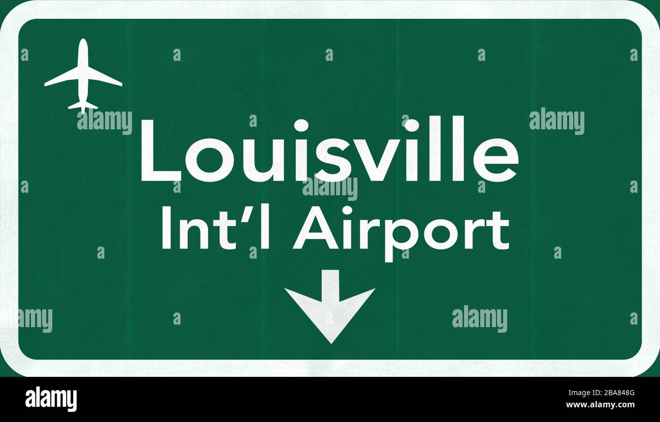 Louisville USA International Airport Highway Road Sign 2D Illustration ...