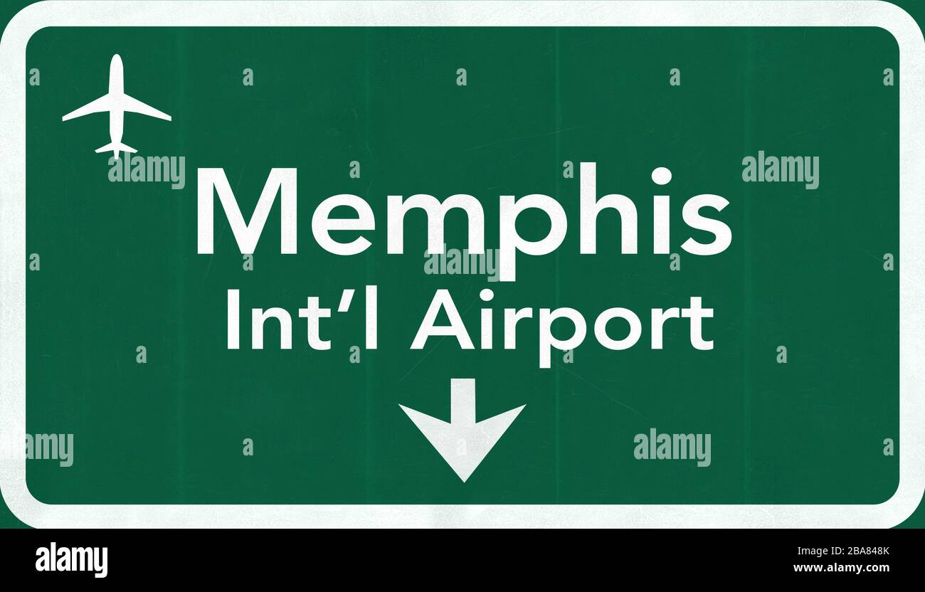 Memphis USA International Airport Highway Road Sign 2D Illustration ...