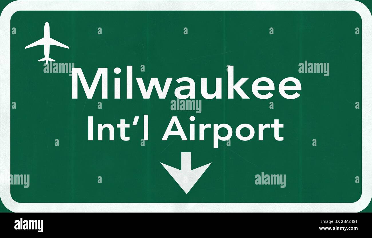 Milwaukee General Mitchell USA International Airport Highway Road Sign ...
