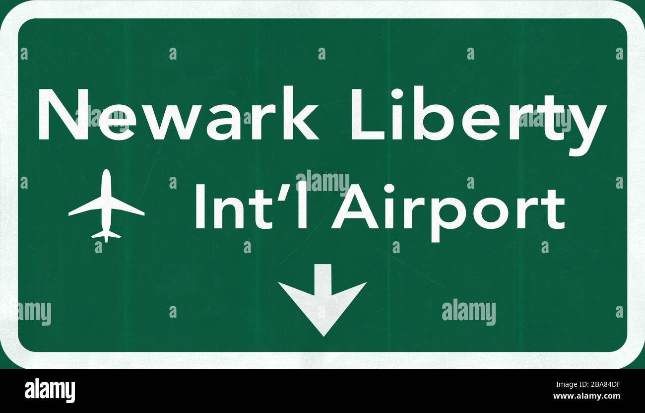 New Jersey Newark Liberty USA International Airport Highway Road Sign ...