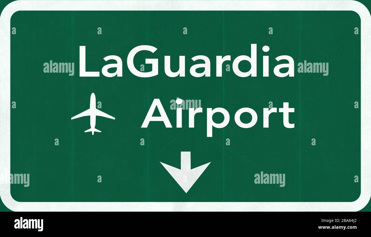 New York LaGuardia USA International Airport Highway Road Sign 2D ...