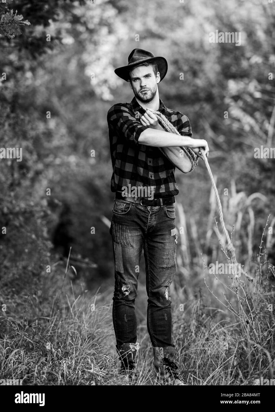 Countryside cowboy Black and White Stock Photos & Images - Alamy