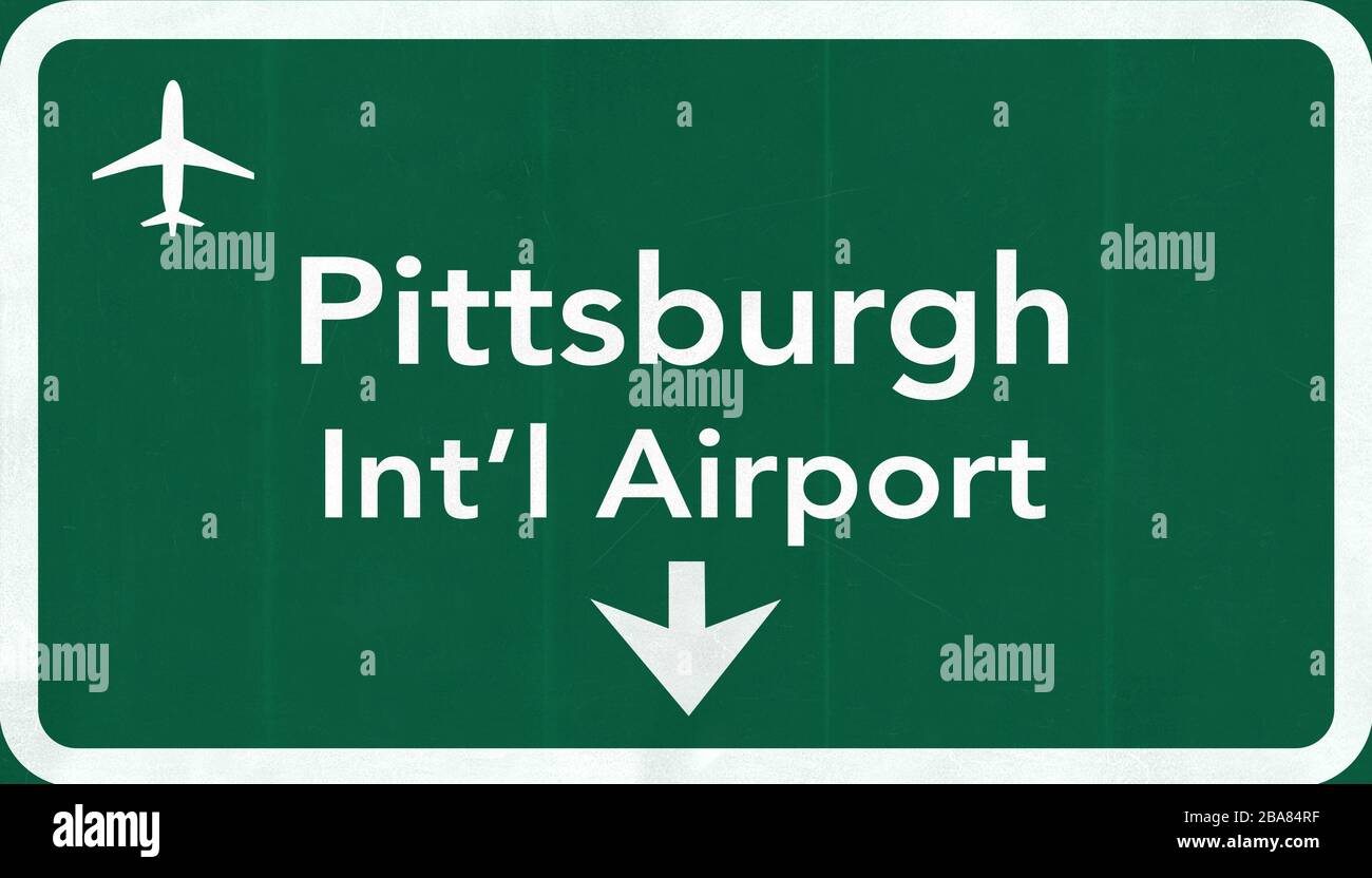 Pittsburgh USA International Airport Highway Road Sign 2D Illustration ...