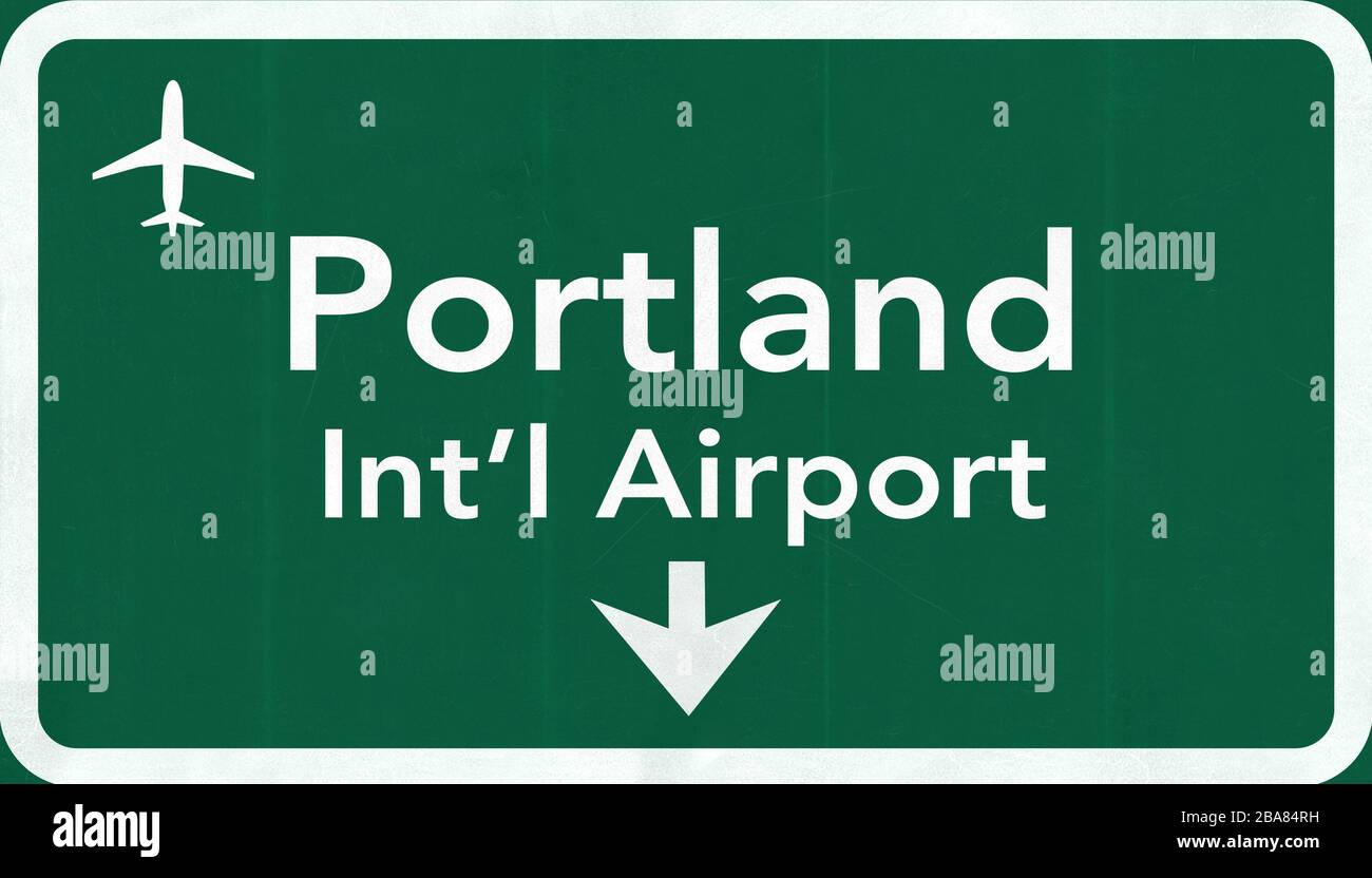 Portland USA International Airport Highway Road Sign 2D Illustration ...