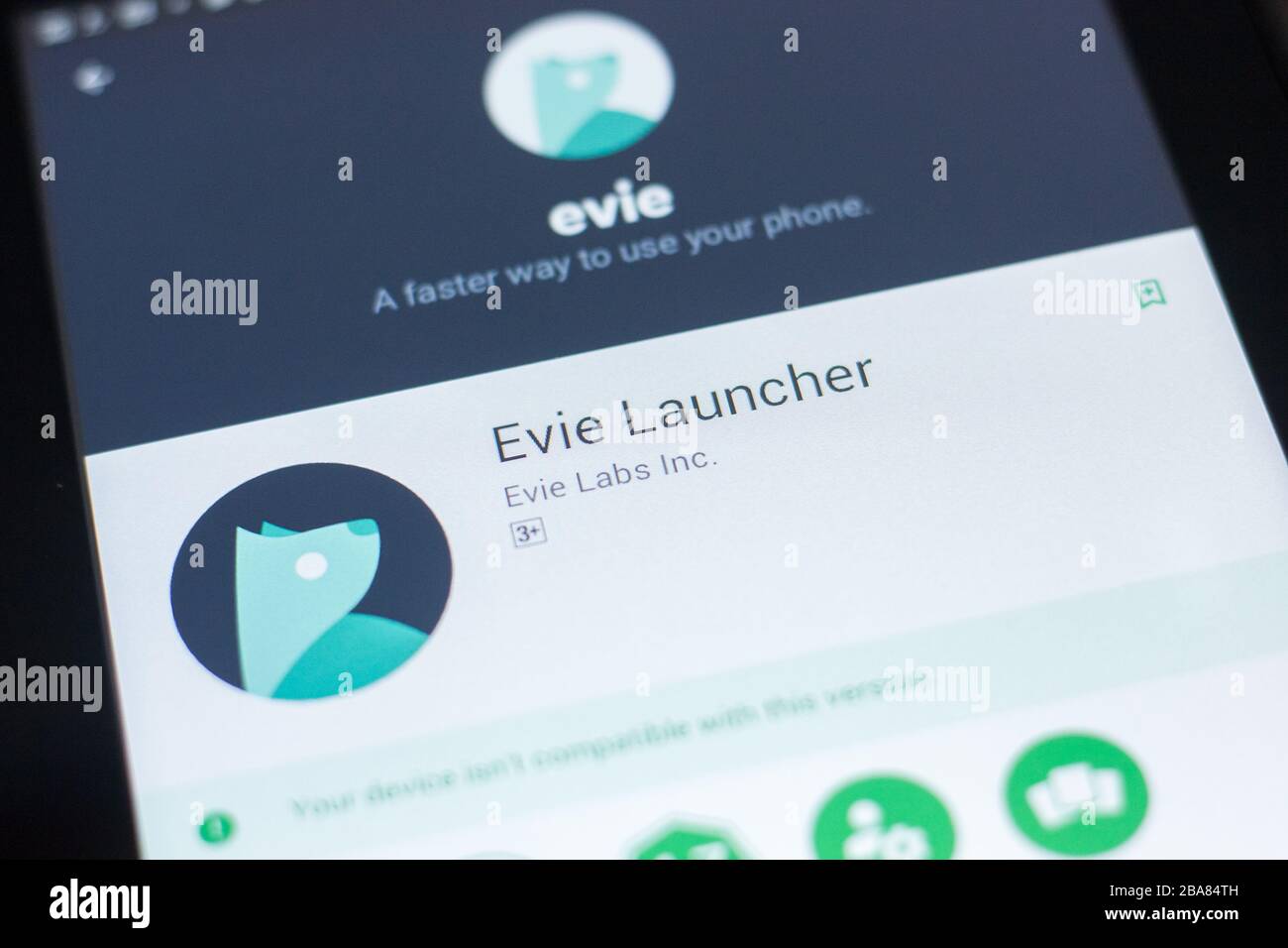 Ryazan, Russia - April 19, 2018 - Evie Launcher mobile app on the ...