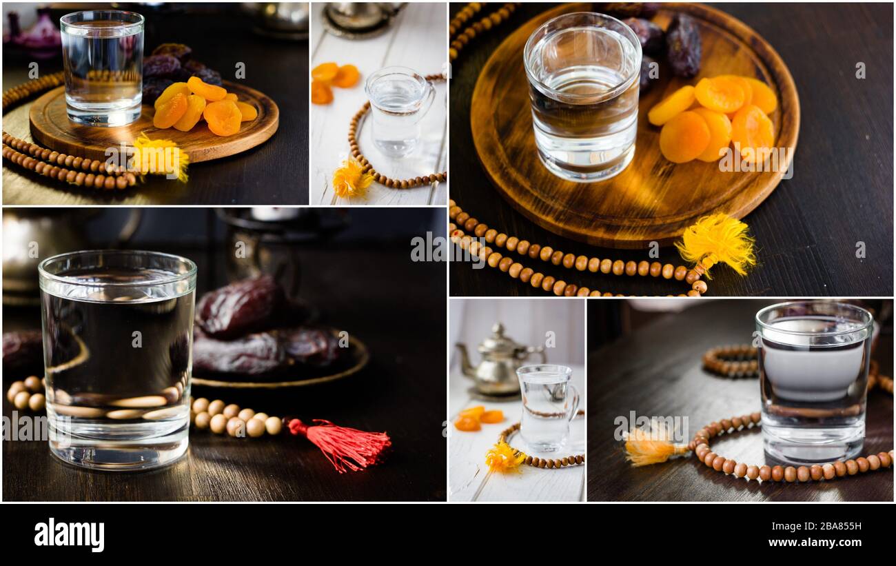Water for iftar images collage. Ramadan concept Stock Photo - Alamy