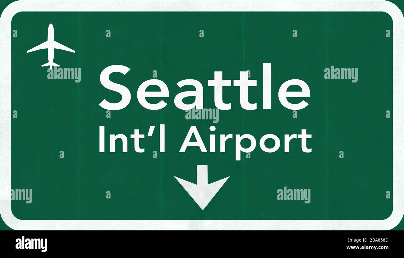 Seattle Tacoma USA International Airport Highway Road Sign 2D ...