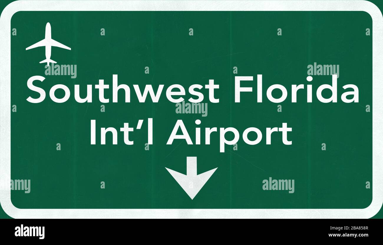 Southwest Florida USA International Airport Highway Road Sign 2D ...