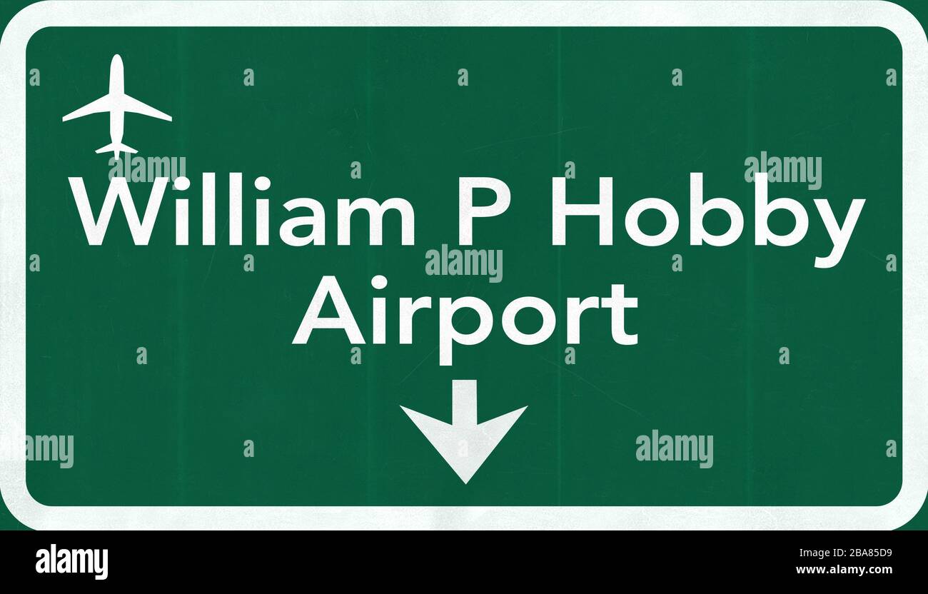 Houston William P Hobby USA Airport Highway Road Sign 2D Illustration ...