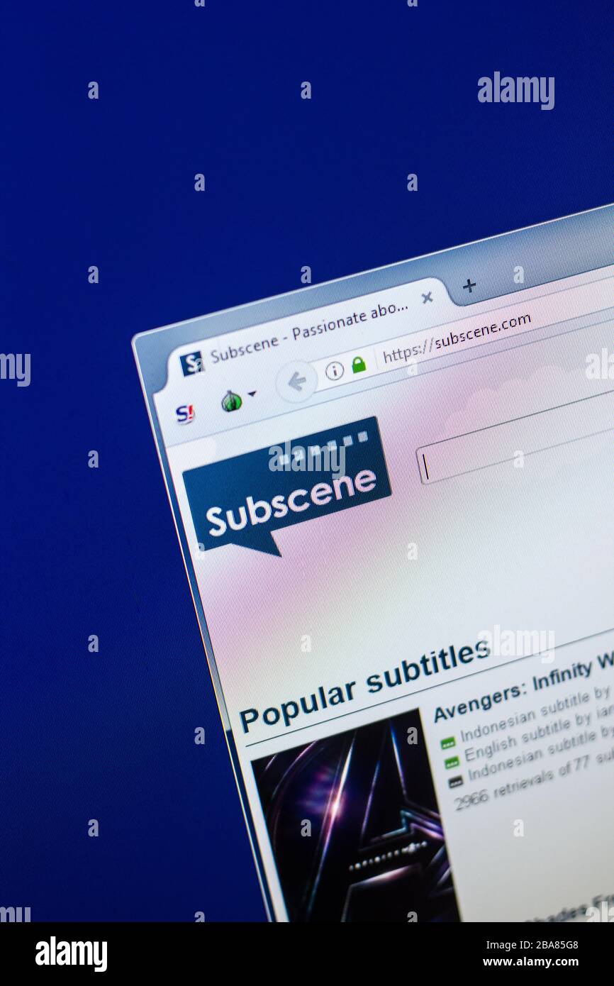 Ryazan, Russia - April 29, 2018: Homepage of Subscene website on the ...