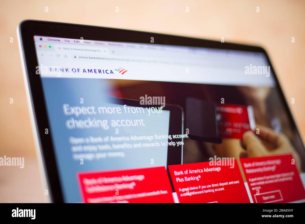 BELGRADE, SERBIA - MARCH 9, 2020: Bank of America web site on computer ...