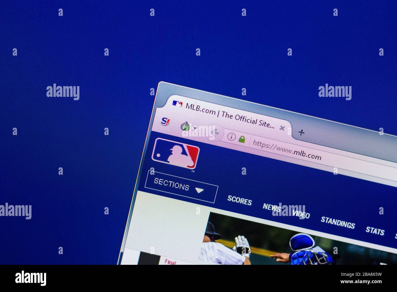 Ryazan, Russia - April 29, 2018: Homepage of MLB website on the display ...