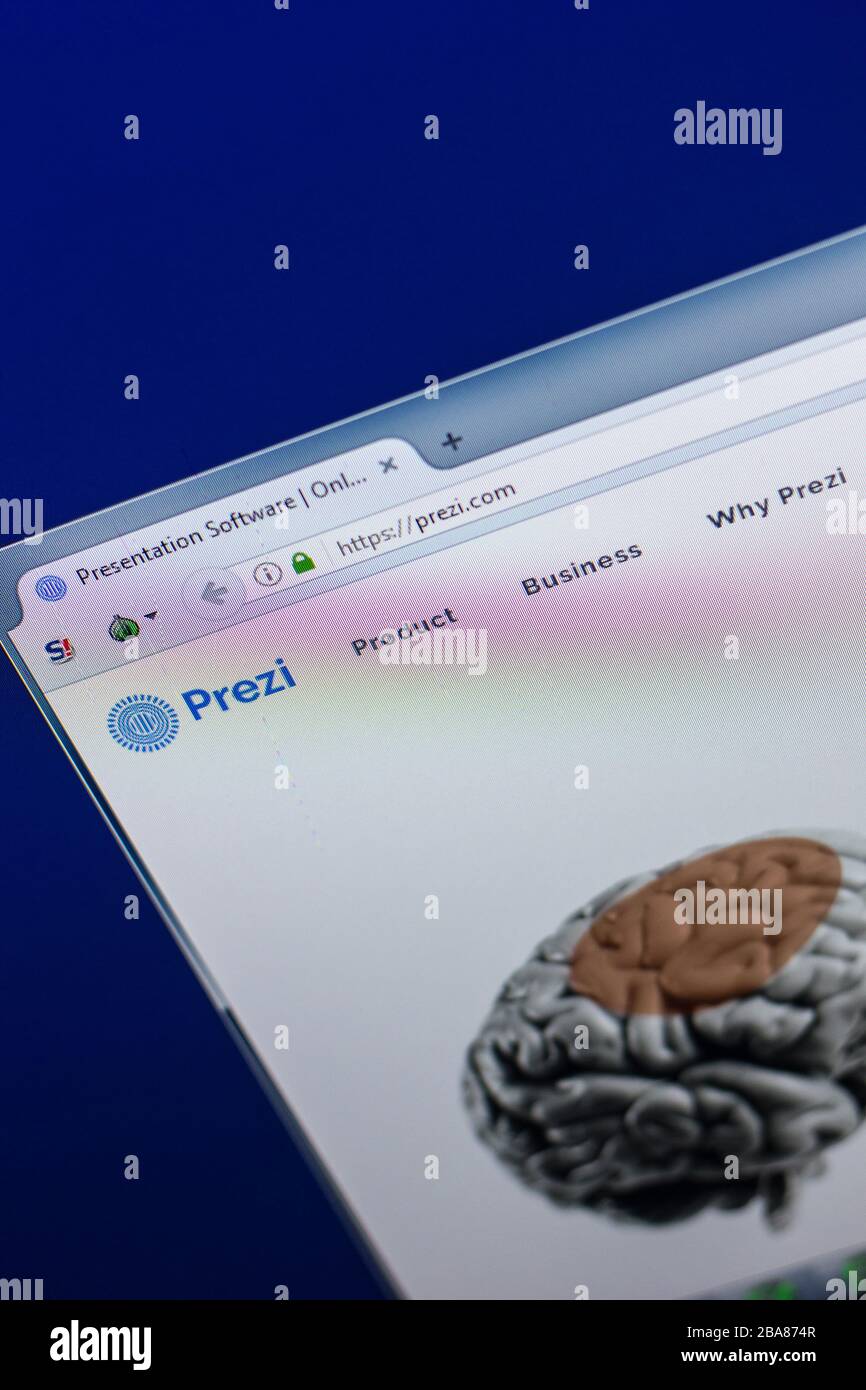 Ryazan, Russia - April 29, 2018: Homepage of Prezi website on the ...